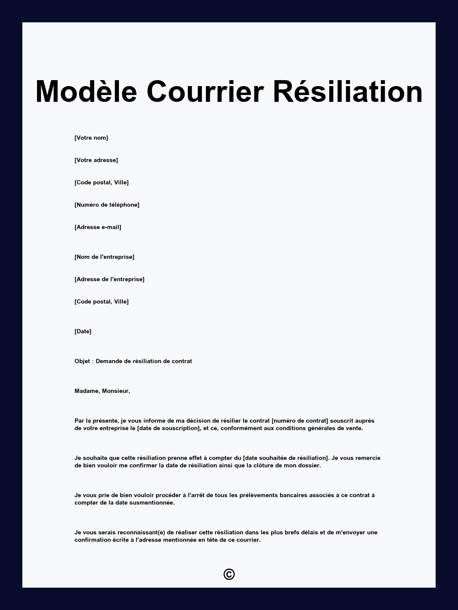 Modèle Courrier Résiliation