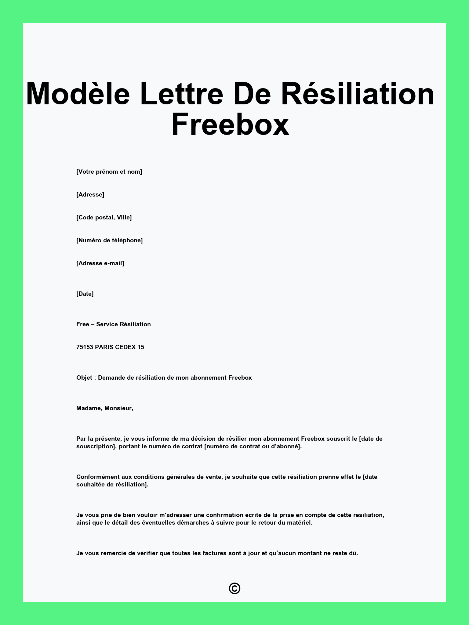 Mod le Lettre De R siliation Freebox Mod le Lettre De R siliation Freebox
