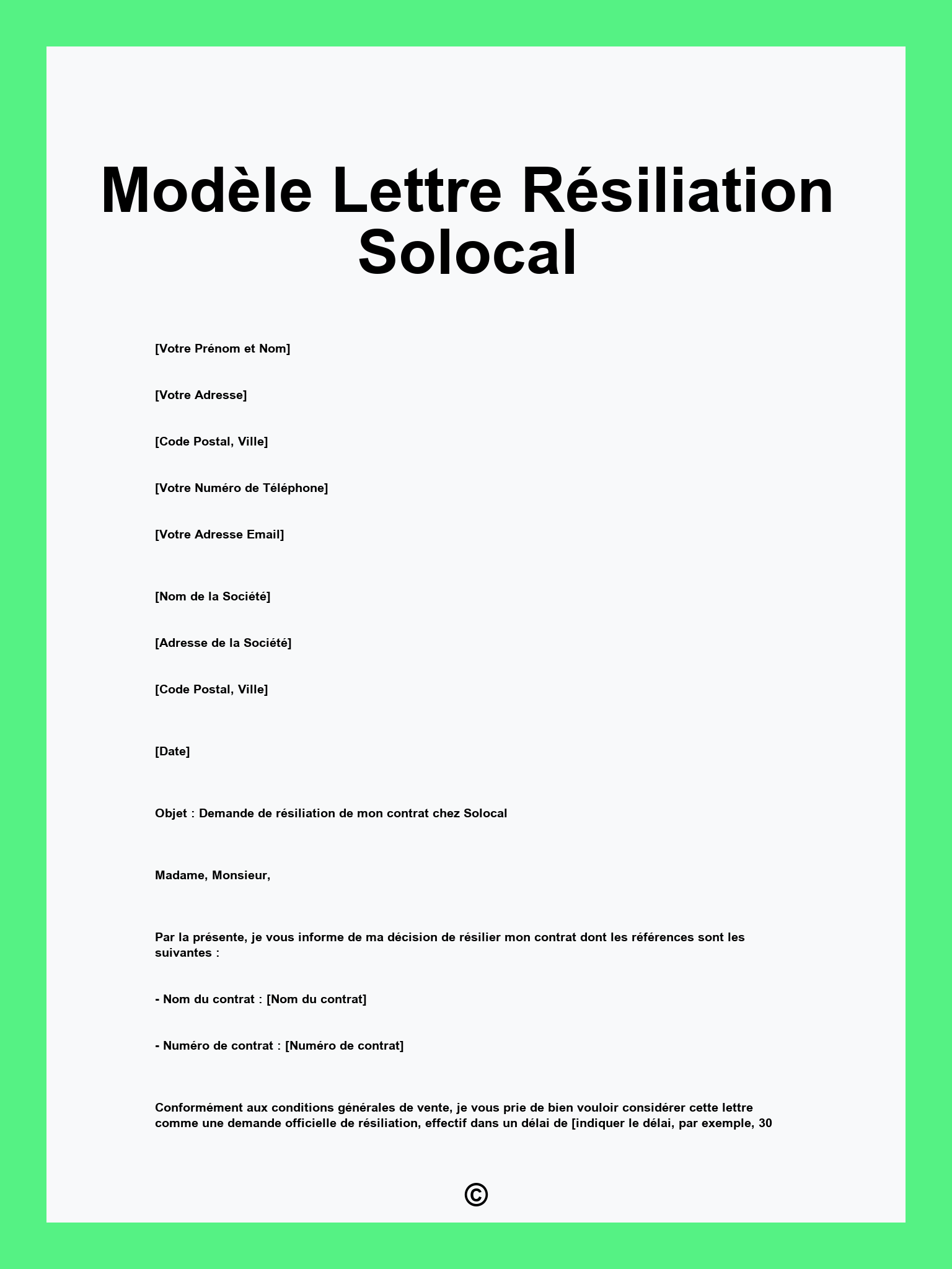 Modèle Lettre Résiliation Solocal