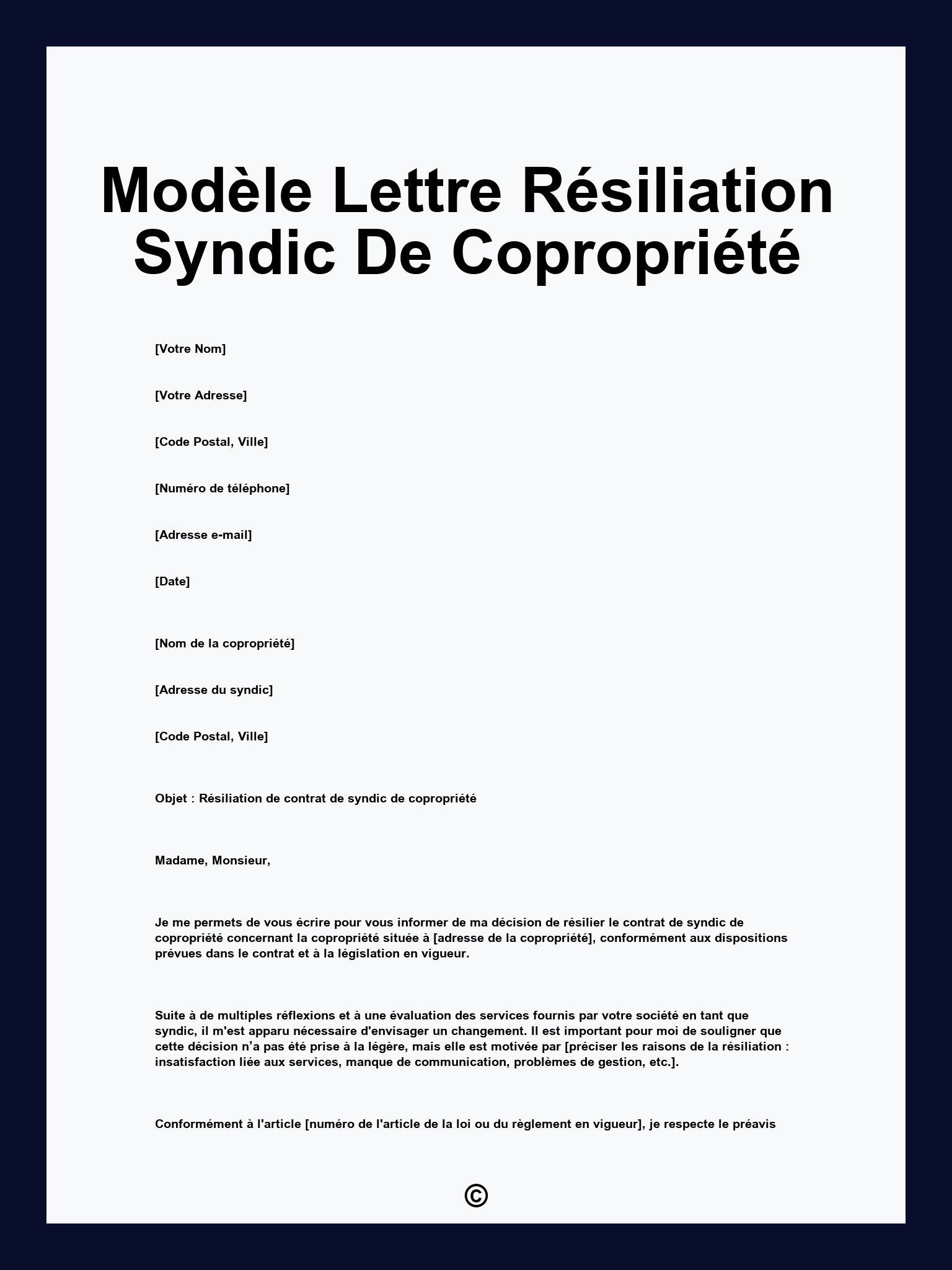 Lettre Type Changement De Syndic De Copropriete